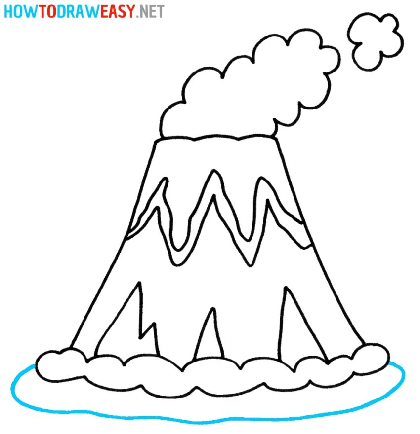 How to Draw a Volcano - How to Draw Easy