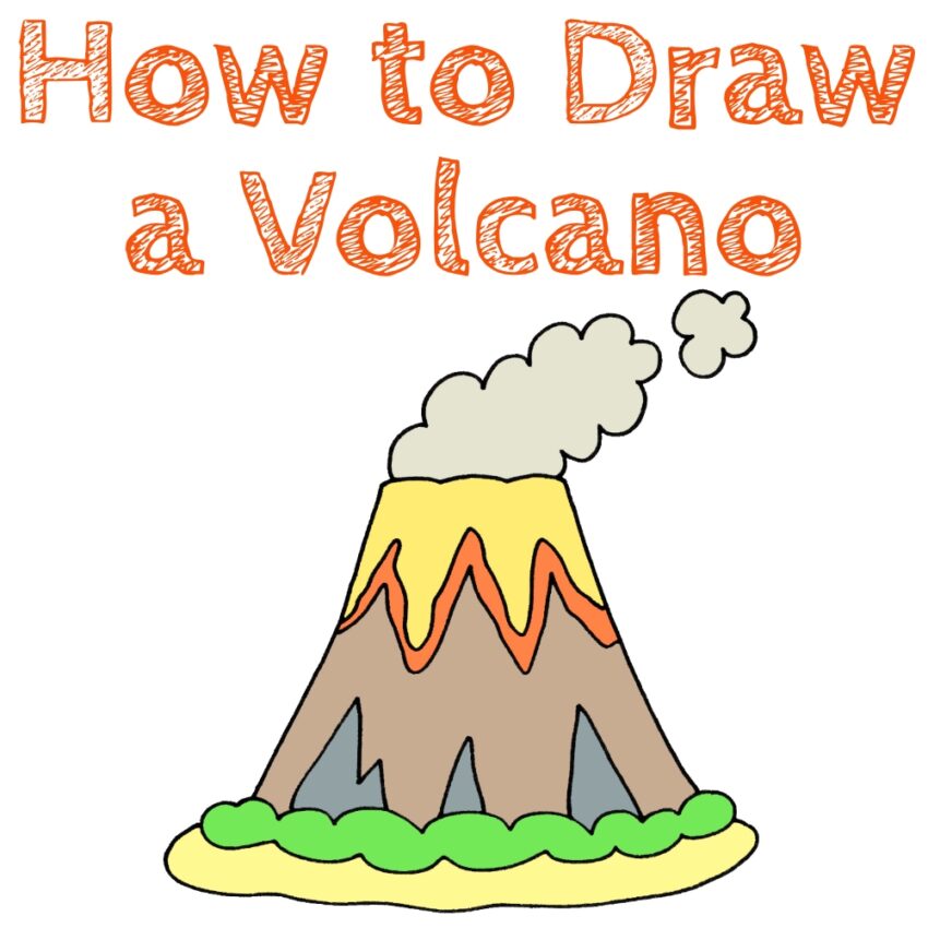 How to Draw a Volcano - How to Draw Easy