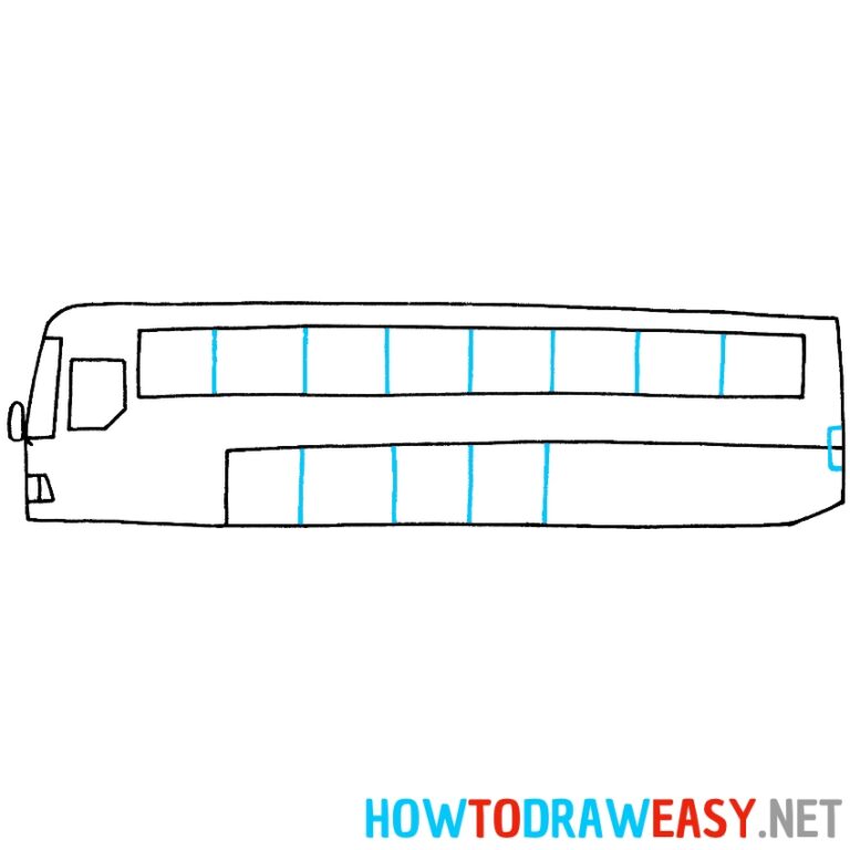 How to Draw a Bus Step by Step - How to Draw Easy