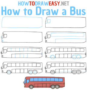 How to Draw a Bus Step by Step - How to Draw Easy