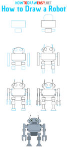 How to Draw a Robot Step by Step - How to Draw Easy