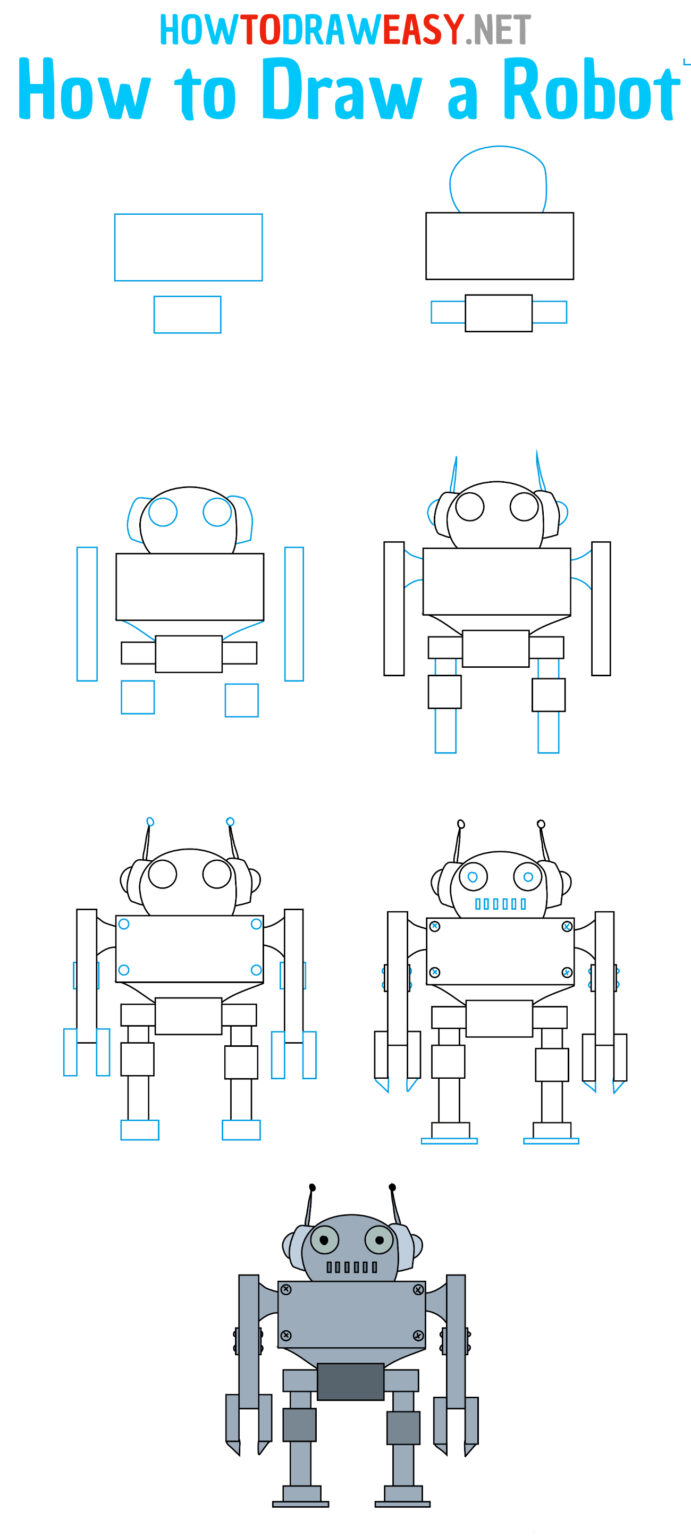 How to Draw a Robot Step by Step - How to Draw Easy