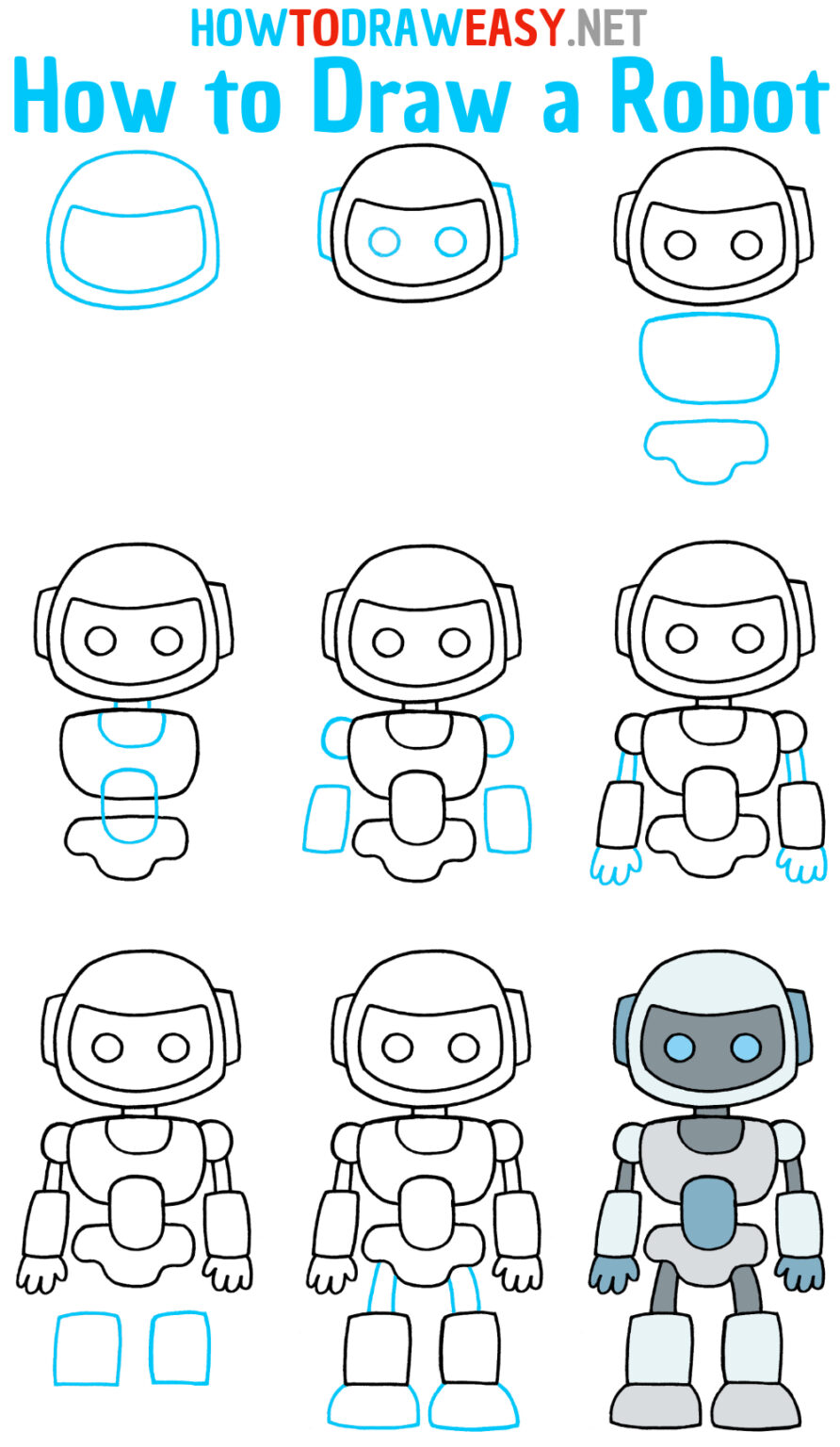 How to Draw a Robot - How to Draw Easy