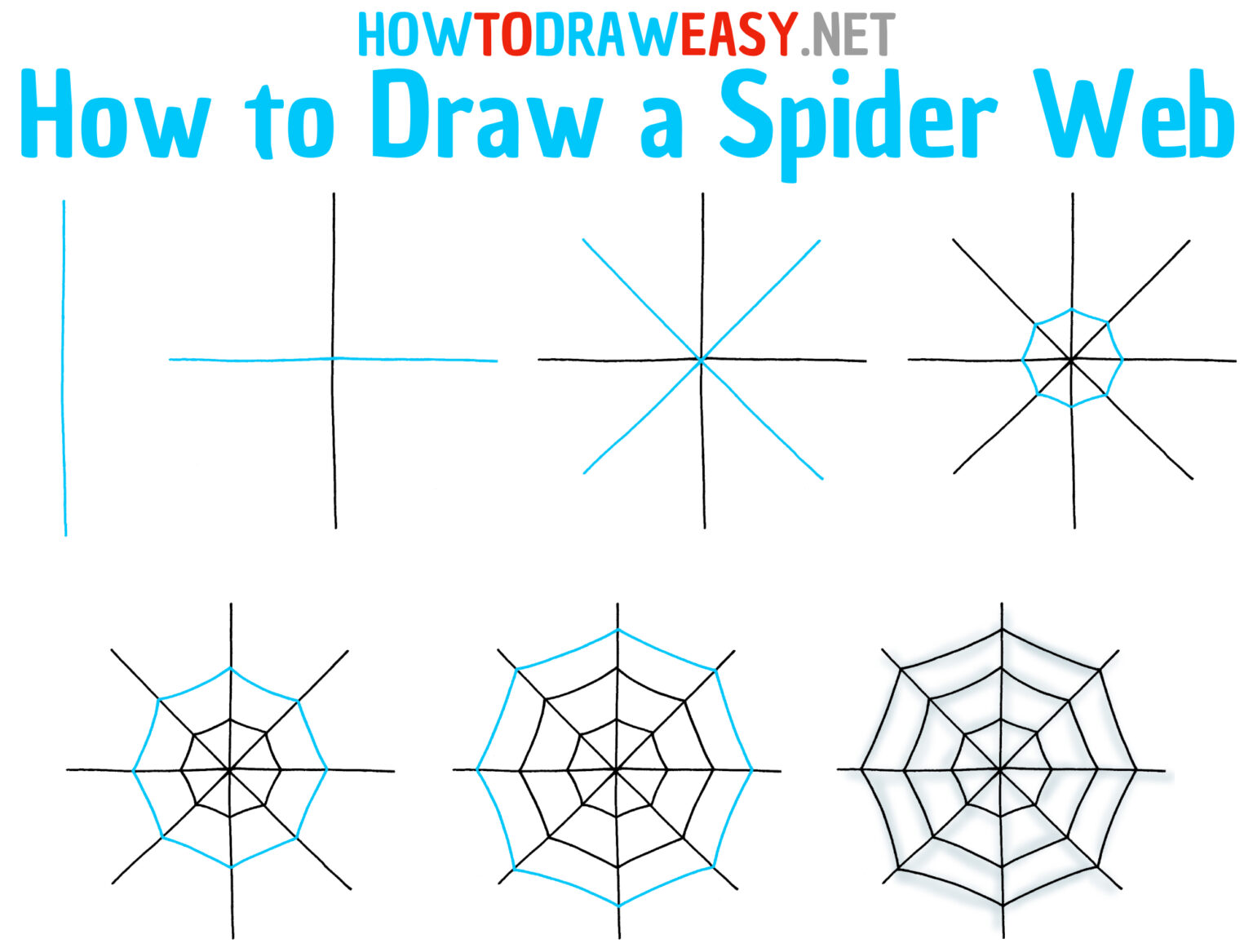 How to Draw a Spider Web - How to Draw Easy