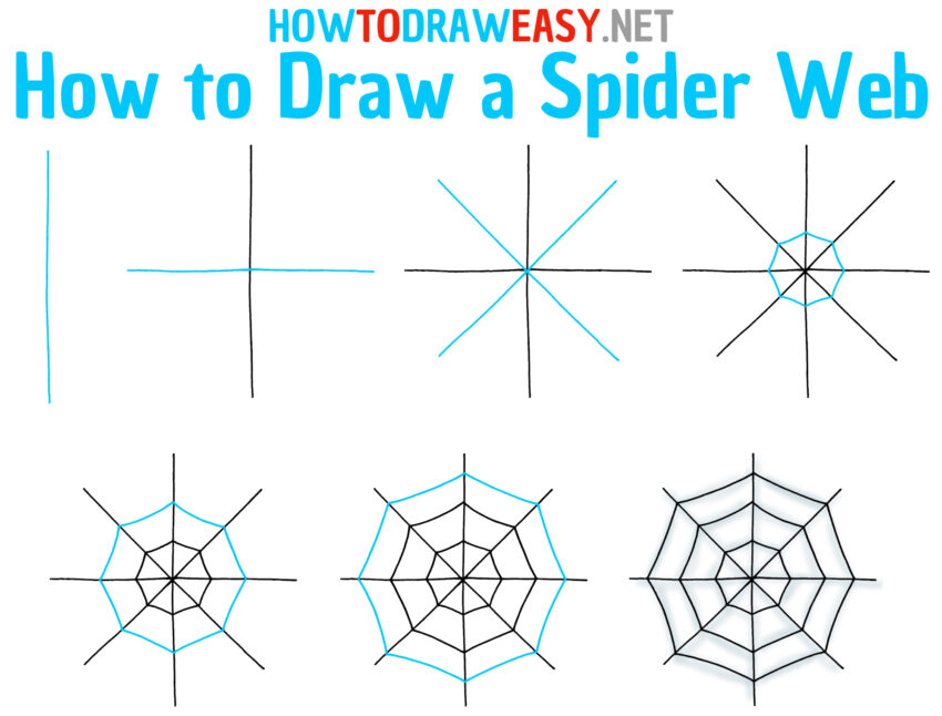 How to Draw a Spider Web - How to Draw Easy