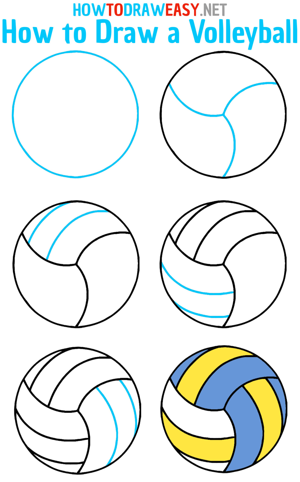How to Draw a Volleyball - How to Draw Easy