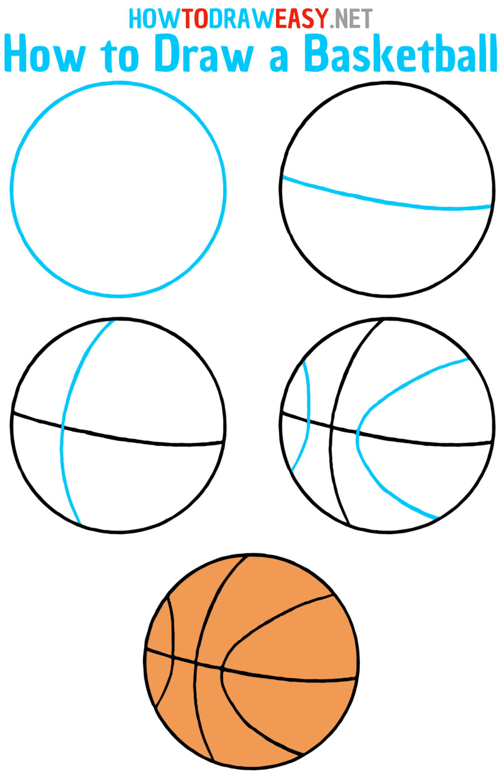 How to Draw a Basketball Step by Step - How to Draw Easy