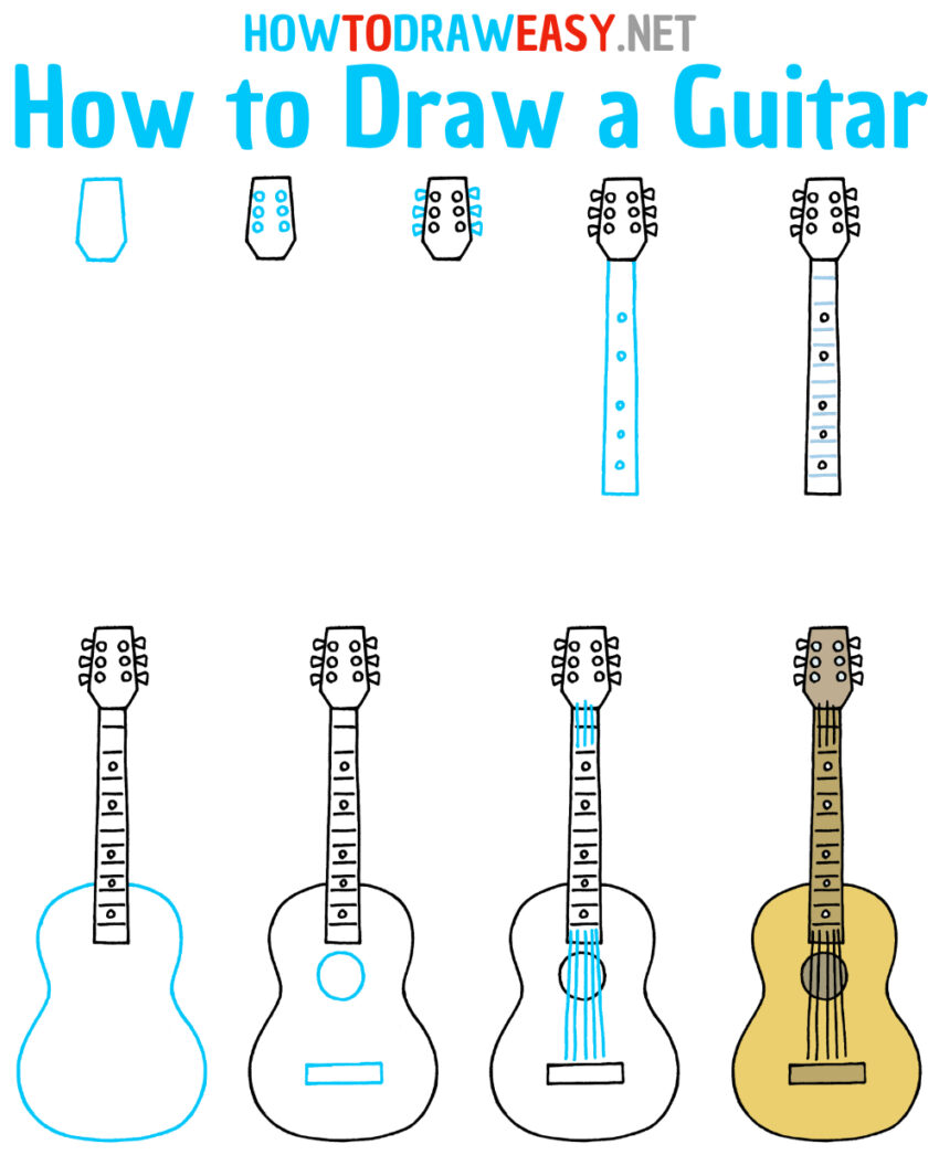 How to Draw a Guitar - How to Draw Easy