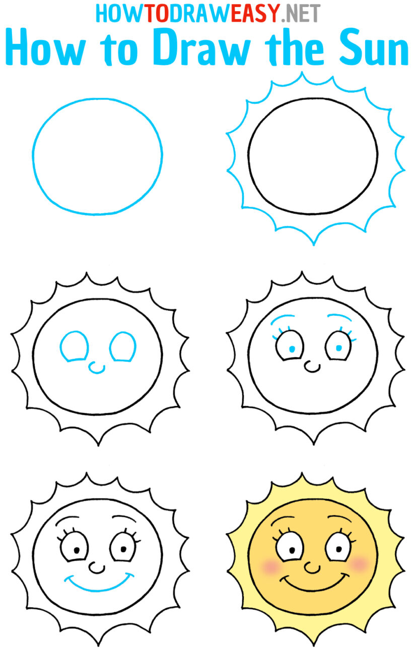 How to Draw a Cartoon Sun - How to Draw Easy