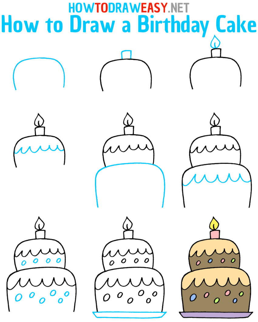 How to Draw a Birthday Cake - How to Draw Easy