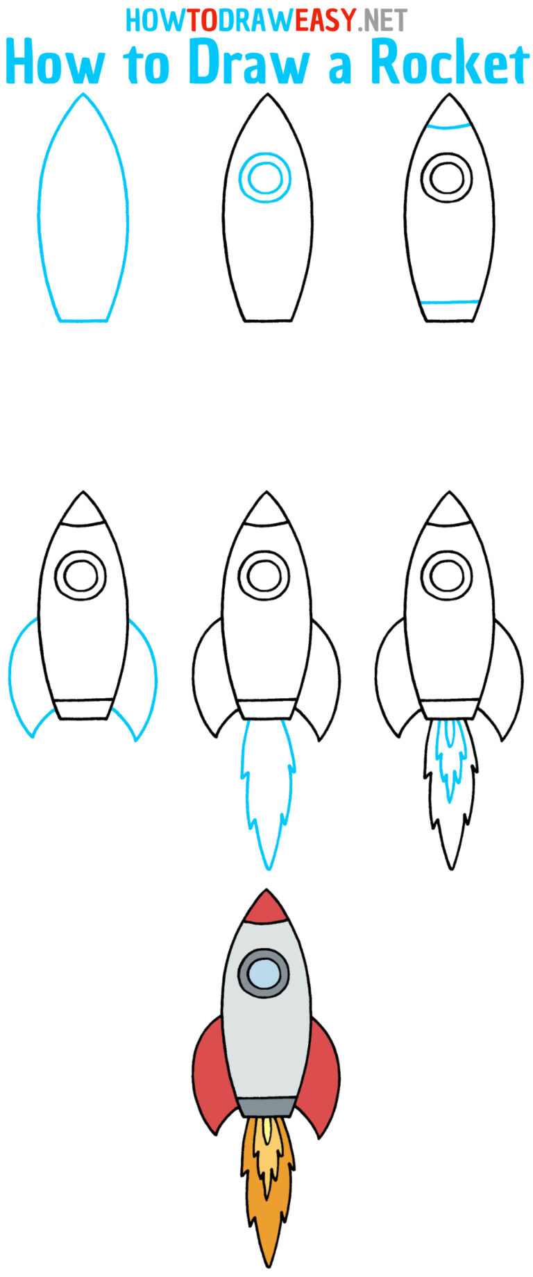 How to Draw a Rocket - How to Draw Easy