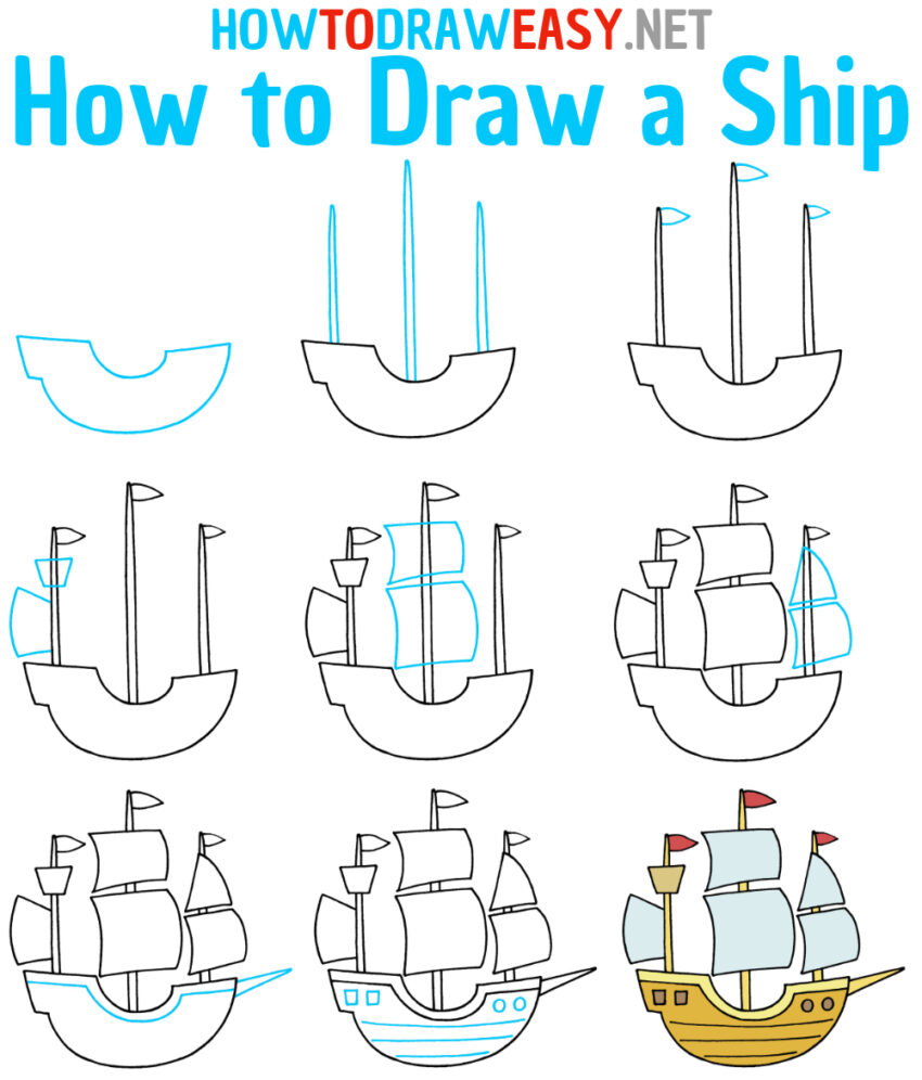 How to Draw a Ship - How to Draw Easy